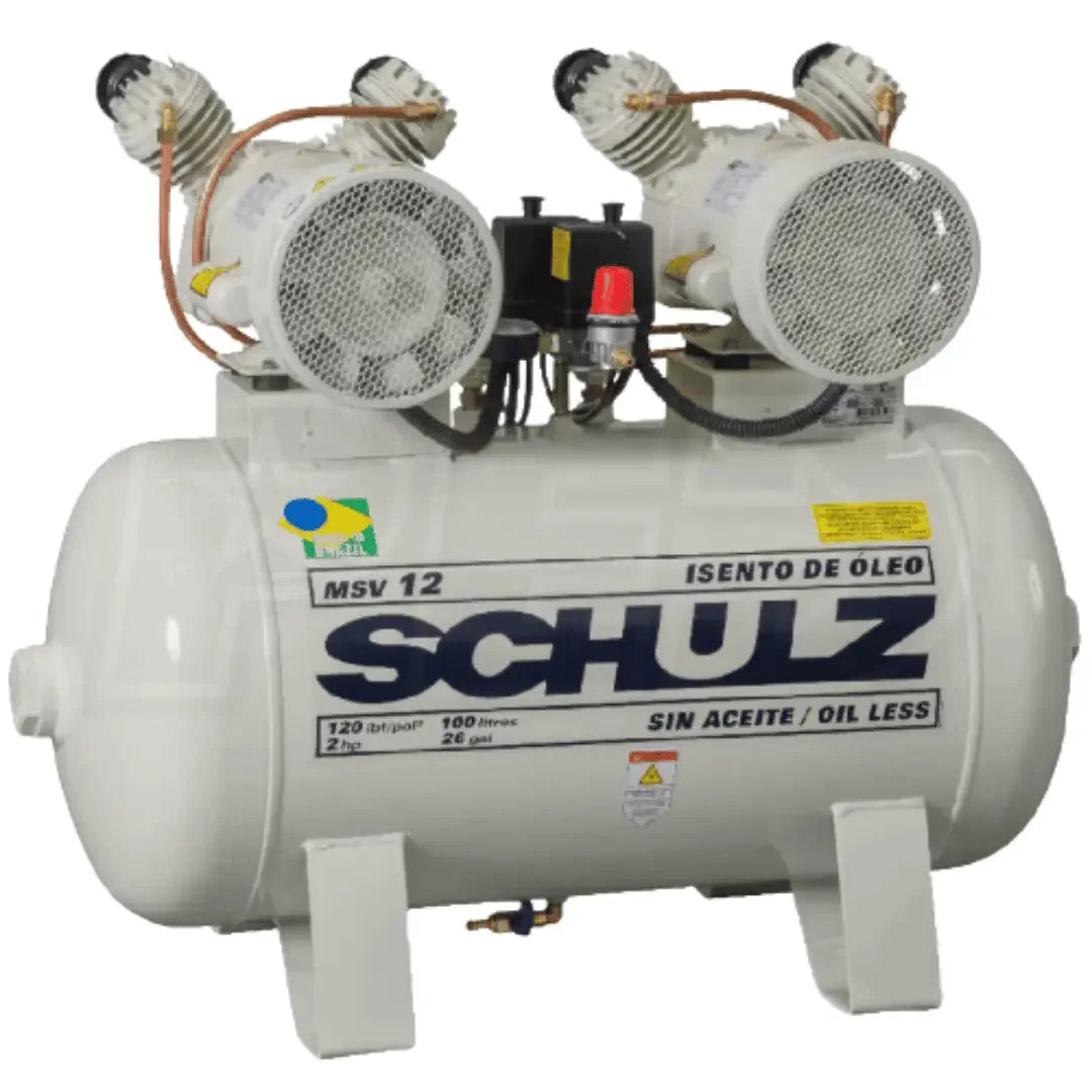 Schulz MSV 12/30 - 2-HP 30-Gallon Oil Free Horizontal Air Compressor (115/230V Single-Phase ...